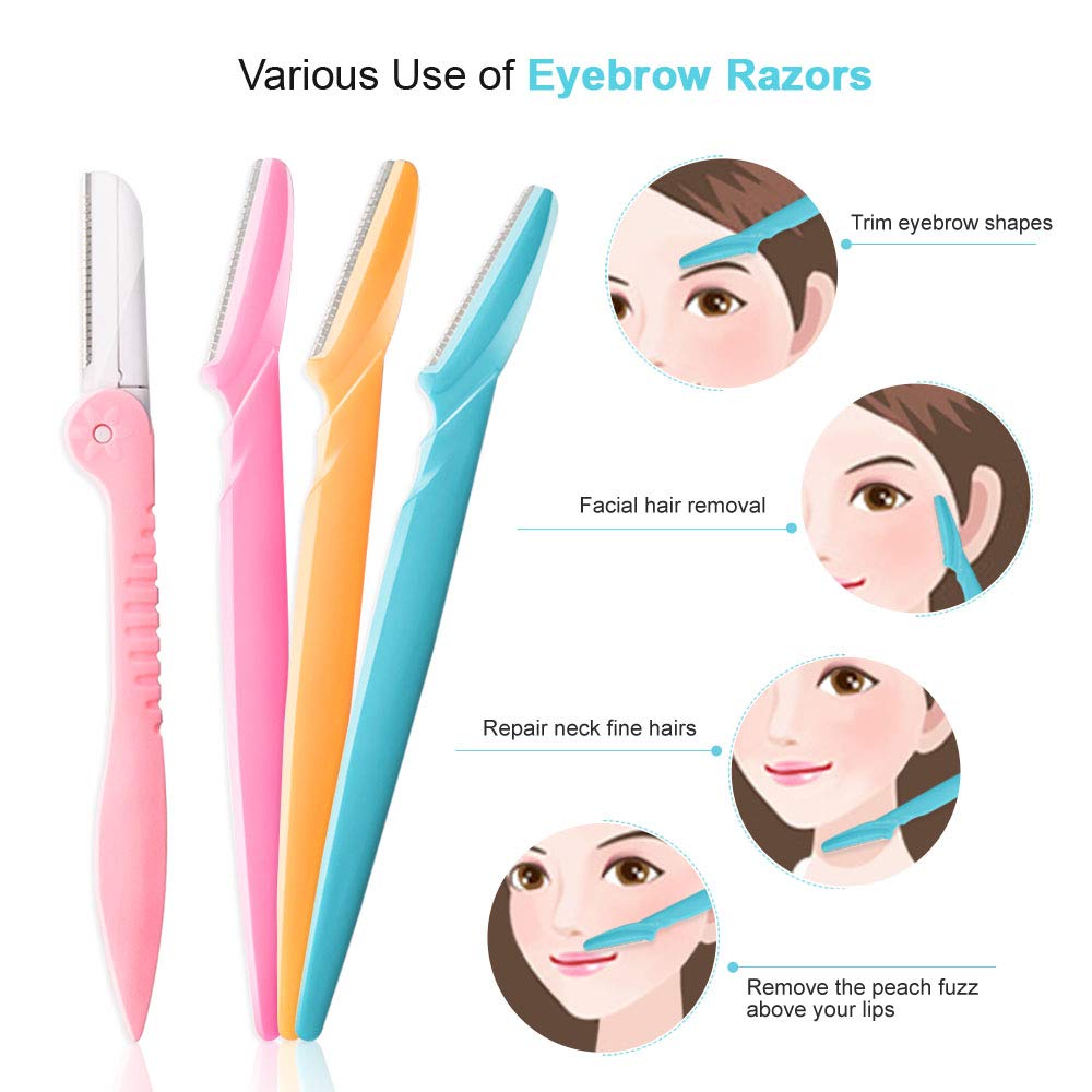 12 Pcs Eyebrow Razor, Face Razors for Women, Exfoliating Eyebrow Trimmers, Eyebrow Grooming Shaper for Women Face, Peach Fuzz, Hair Removal, Facial Razors for Women Face Dermaplane Glow Razor