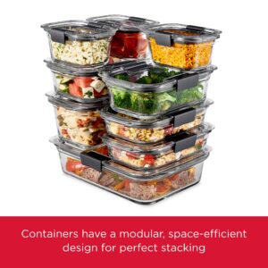 Rubbermaid Brilliance Glass Food Storage set of 4 containers, 8 total pieces (4 containers + 4 lids) for Lunch, Meal Prep, and Leftovers, Dishwasher and Oven Safe, Clear/Grey