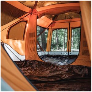 Gazelle T4 Plus Extra Large 4 to 8 Person Portable Pop Up Outdoor Shelter Camping Hub Tent with Rain Fly & Extended Screened In Sun Room, Orange