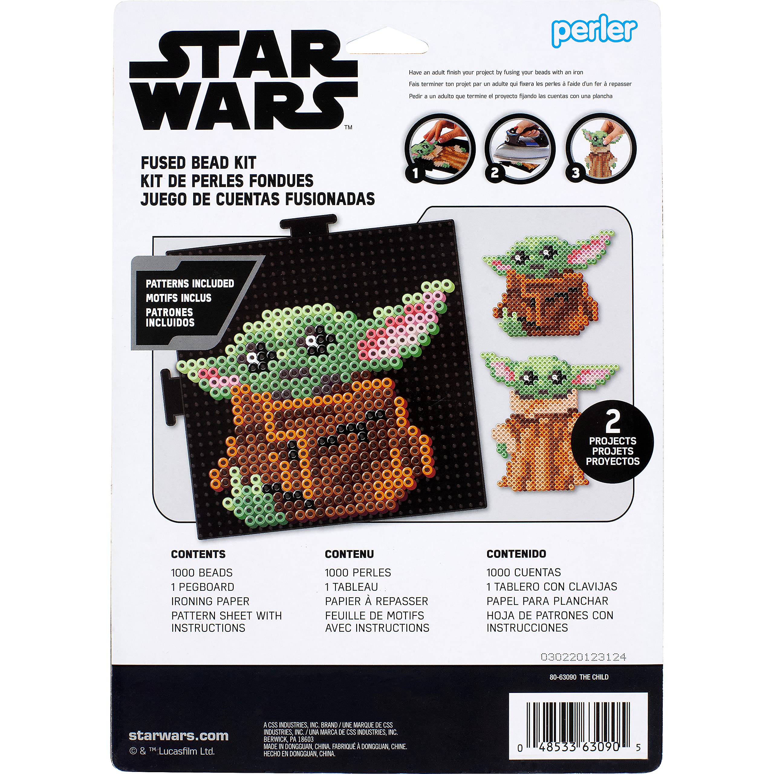 Perler 80-63090 The Mandalorian Baby Yoda Star Wars Fuse Bead Blister Kit, 1000pcs