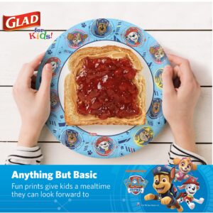 Glad for Kids Paw Patrol Paper Plates , Disposable Paw Patrol Plates for Kids , Heavy Duty Soak Proof Microwavable Paper Plates, Core Pups Blue 7 Inch Round Plates 20ct , Paw Patrol Birthday