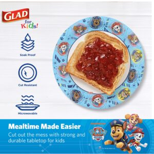 Glad for Kids Paw Patrol Paper Plates , Disposable Paw Patrol Plates for Kids , Heavy Duty Soak Proof Microwavable Paper Plates, Core Pups Blue 7 Inch Round Plates 20ct , Paw Patrol Birthday