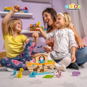 woody treasures Wooden Toys - Noah's Ark Toy (Educational & Development Toys, Great Gift for Girls and Boys)