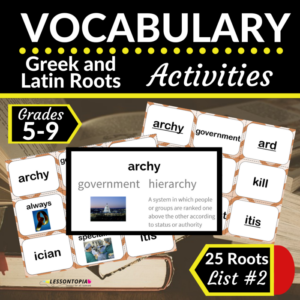 greek and latin roots activities-vocabulary list #2