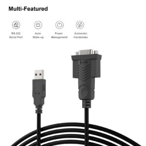 BENFEI USB to Serial Adapter,6 Feet USB to RS-232 Male (9-pin) DB9 Serial Cable, Prolific Chipset, Windows 11/10/8.1/8/7, Mac OS X 10.6 and Above（Not VGA）