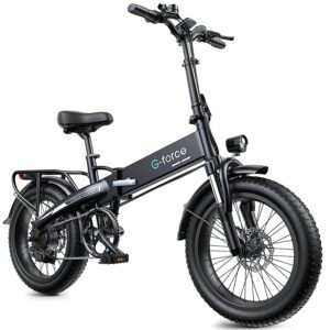 g-force t42 electric bike for adults foldable 20"x4.0" fat tire,48v 20a removable battery,750w motor 30mph shimano 7-speed ebike with adustable shock absorber,lcd display