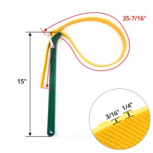 QWORK 15" Belt Strap Wrench, Multi-Purpose Adjustable Strap Oil Filter Wrench with 35 7/16" Capacity