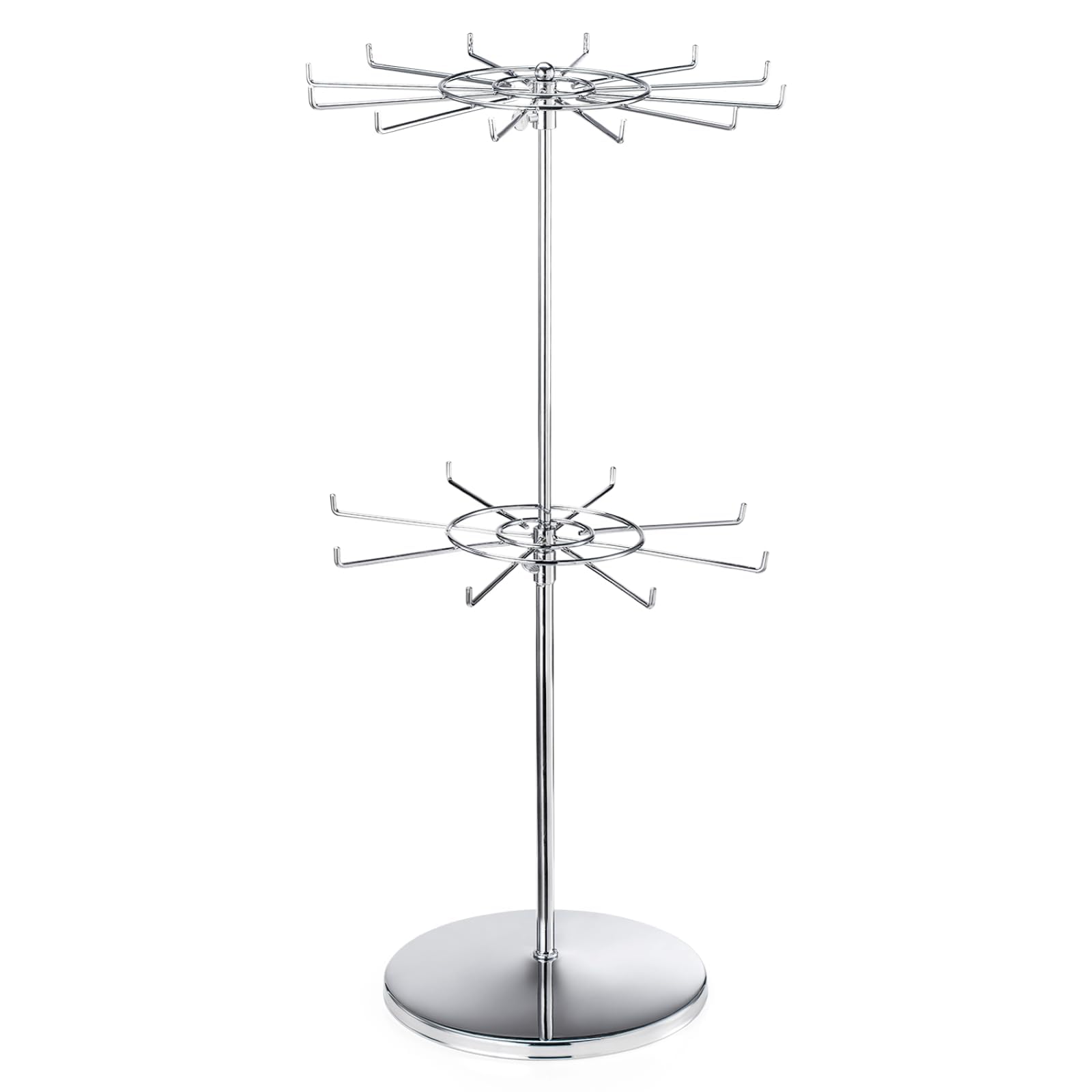 APL Display - Display Rack Jewelry Display Stand Retail Display Stand 2 Tier Display Stand Height Adjustable Display Rack Rotating Display Stand for Mall,Exhibition and Retail Store(Silver)