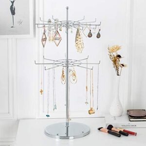 APL Display - Display Rack Jewelry Display Stand Retail Display Stand 2 Tier Display Stand Height Adjustable Display Rack Rotating Display Stand for Mall,Exhibition and Retail Store(Silver)