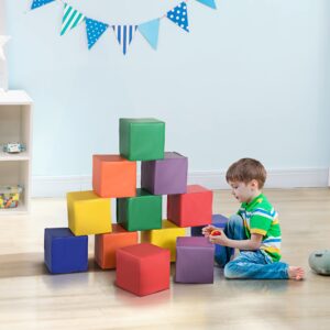 Soozier 12 Piece Soft Play Blocks Soft Foam Toy Building and Stacking Blocks Compliant Learning Toys for Toddler Baby Kids Preschool