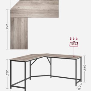 VASAGLE L-Shaped Computer Desk, Industrial Workstation for Home Office Study Writing and Gaming, Space-Saving, Easy Assembly, 58.7”D x 58.7”W, Walnut Brown