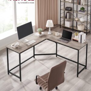 VASAGLE L-Shaped Computer Desk, Industrial Workstation for Home Office Study Writing and Gaming, Space-Saving, Easy Assembly, 58.7”D x 58.7”W, Walnut Brown