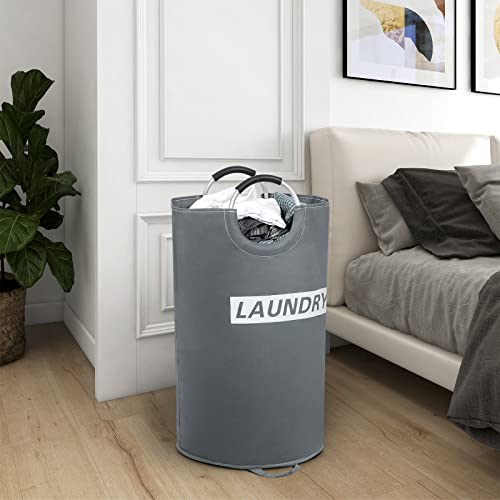 ZERO JET LAG 115L X-Large Laundry Basket Collapsible Fabric Laundry Hamper Laundry Bag with Handles Portable Washing Bin Dirty Clothes Basket for College Bathroom Essentials Storage (Gray & Silver)