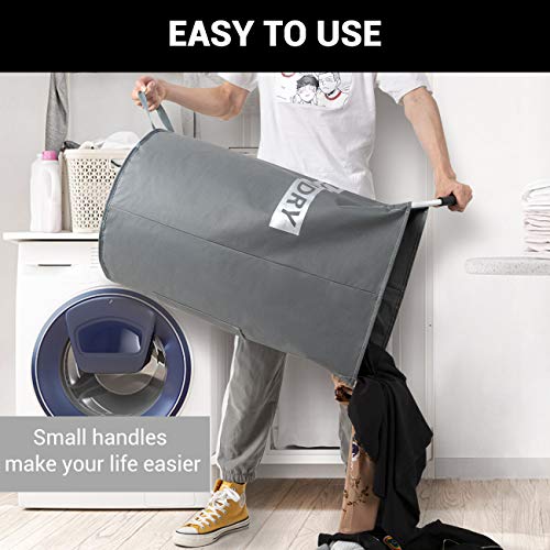 ZERO JET LAG 115L X-Large Laundry Basket Collapsible Fabric Laundry Hamper Laundry Bag with Handles Portable Washing Bin Dirty Clothes Basket for College Bathroom Essentials Storage (Gray & Silver)