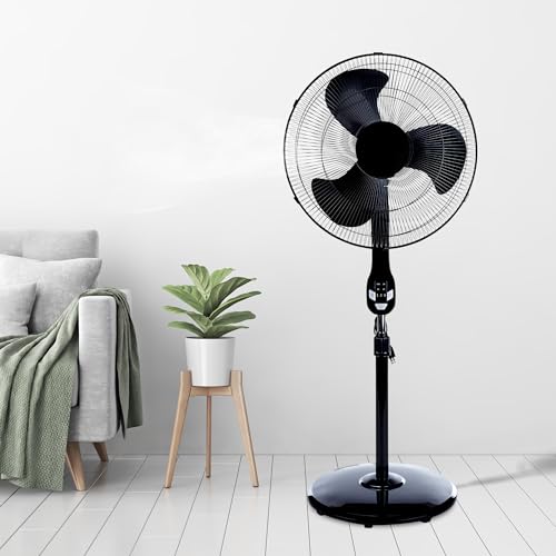 Utilitech 18-in 3-Speed Indoor Stand Fan With Timer and Remote Control