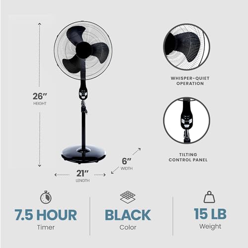 Utilitech 18-in 3-Speed Indoor Stand Fan With Timer and Remote Control