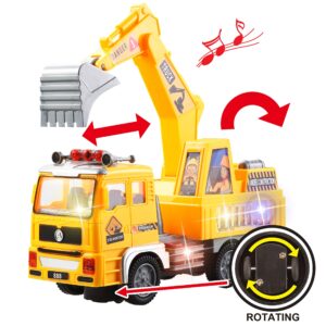 JOYIN 3-in-1 Toy Trucks, Automatic Bump & Go Fire Truck Toy, Garbage Truck, Play Excavator with Lights and Music, Vehicle Toys Gifts for Kids Boys and Girls 2-8 Years Old