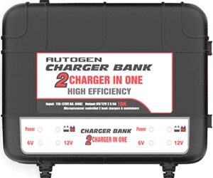 autogen 2-bank marine battery charger, 10-amp (5-amp per bank) dual battery trickle charger maintainer, 6v & 12v onboard battery charger and battery maintainer