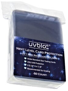 uvbloc semi rigid card holder sleeves (50 pack) psa grading saver storage protector cases for trading baseball basketball football pokemon sports cards