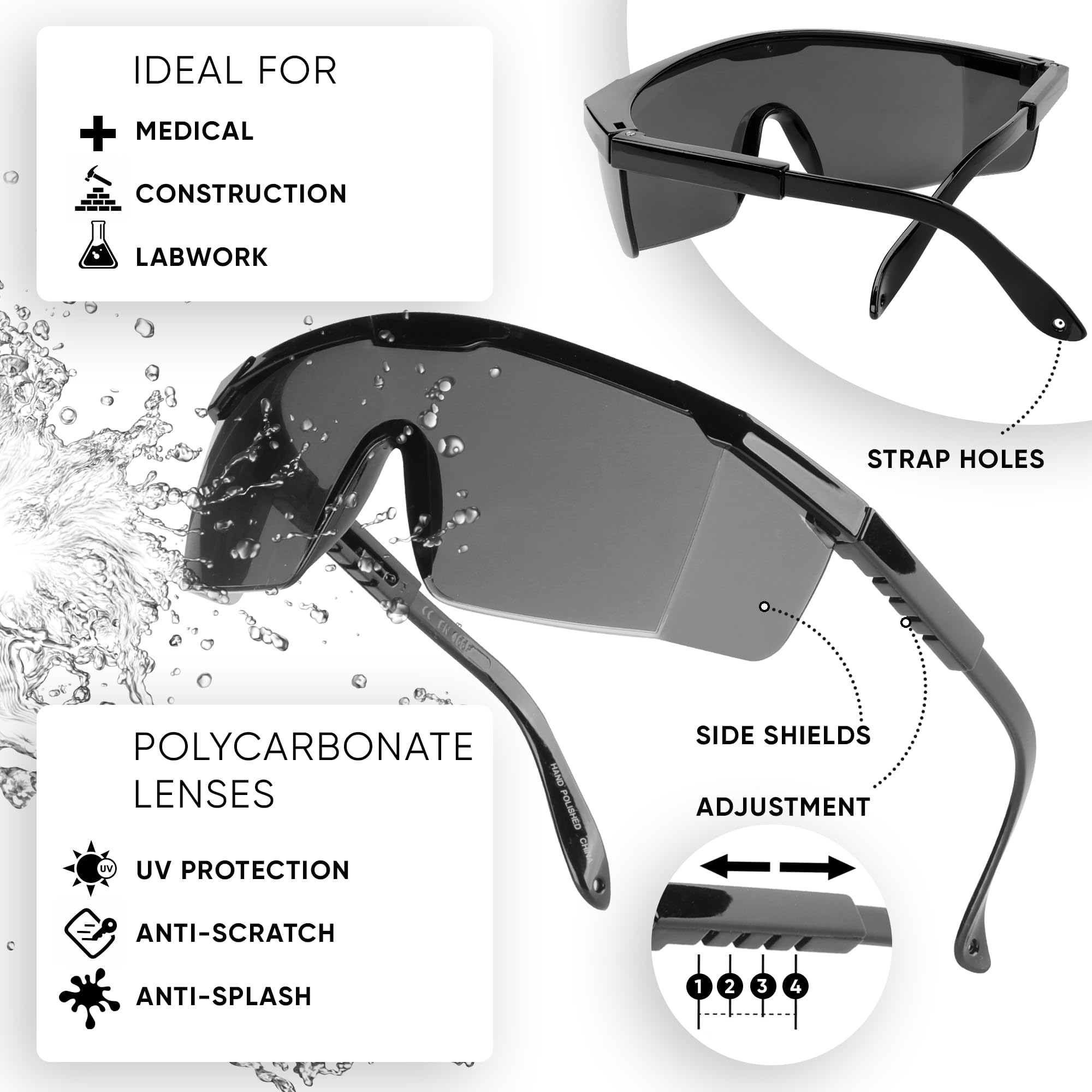 SUNNYPRO Safety Sunglasses Tinted Safety Glasses for Men Wrap Around UV Protective Dark