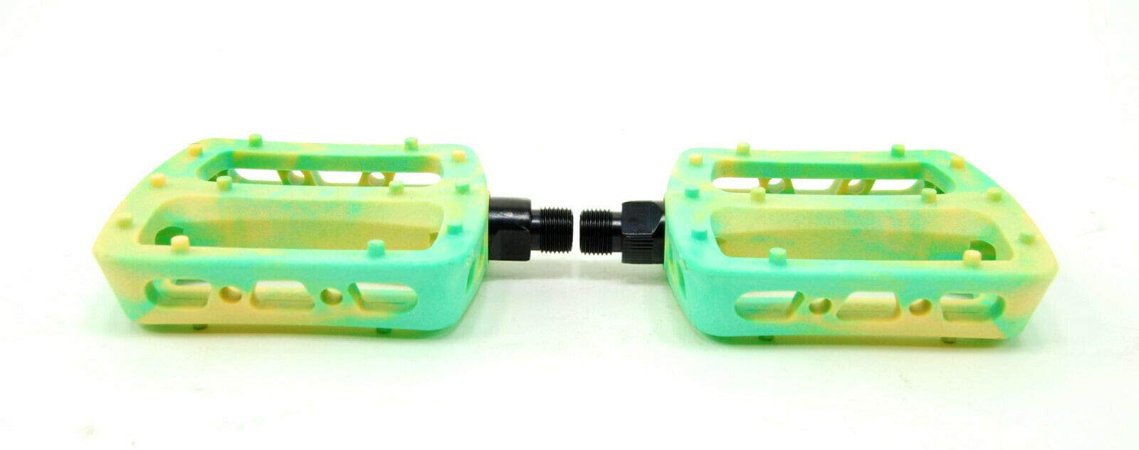 Twisted Pro PC BMX Bicycle Pedals Platform 9/16" Sherbert Swirl Green