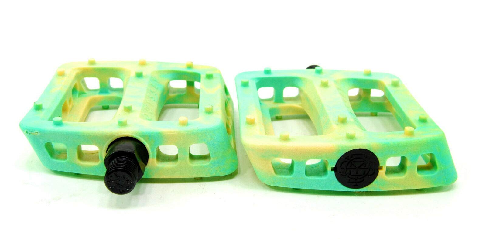 Twisted Pro PC BMX Bicycle Pedals Platform 9/16" Sherbert Swirl Green