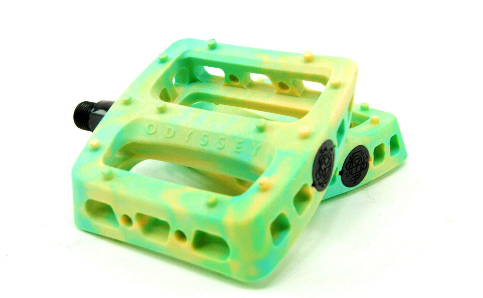 Twisted Pro PC BMX Bicycle Pedals Platform 9/16" Sherbert Swirl Green