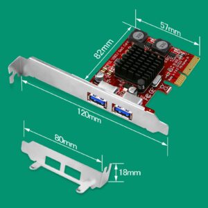 PCIE to 2 USB 3.1 GEN2 Type A 10Gbps Ports Expansion Card for Windows 7, 8.1, 10, 11 (32/64) and MAC OS 10.9,10.10,10.12,10.13,10.14,10.15 PCs, Built in Smart Power Control Technology (PCE-U312A)