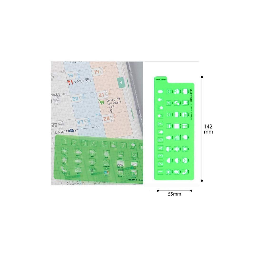 Kokuyo JIBUN_TECHO Goods, Template Stencil, Icon & Plan Version, Shared Size, Japan Import (NI-JG7-1/2)