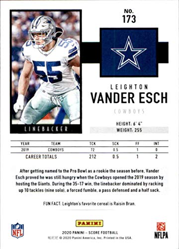 2020 Score #173 Leighton Vander Esch Dallas Cowboys NFL Football Card NM-MT