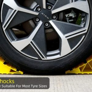 LEAD BRAND Wheel Chocks with Non Slip Base, Suitable for Most Tyre Sizes.Ideal Chocks for RV&Trailer, (L8 L x W4.7 x H4.1), Pack of 2 and Carry Bag.