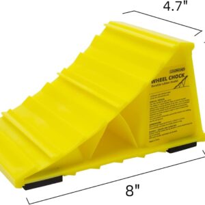 LEAD BRAND Wheel Chocks with Non Slip Base, Suitable for Most Tyre Sizes.Ideal Chocks for RV&Trailer, (L8 L x W4.7 x H4.1), Pack of 2 and Carry Bag.