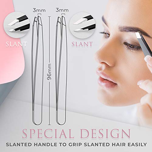 Precision Tweezers Set, Stainless Steel with Perfect Grip! Ideal for Painless Eyebrow Plucker, Ingrown Hair and Tick Removal - Beauty and First Aid Precision Tweezers - 100% Satisfaction Guarantee