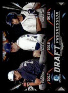 2019 bowman draft draft progression trios #dpr-det alex faedo/casey mize/riley greene rc rookie detroit tigers mlb baseball trading card