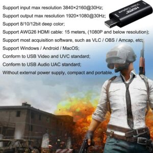 4K HDMI Video Capture Card, HDMI to USB2.0 Capture Card Full HD 1080P 30fps - Video Recording Via DSLR & Camcorder to Live Streaming Video Conference, Compatiable with Nintendo Switch, PS4, Xbox etc