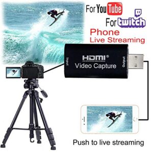 4K HDMI Video Capture Card, HDMI to USB2.0 Capture Card Full HD 1080P 30fps - Video Recording Via DSLR & Camcorder to Live Streaming Video Conference, Compatiable with Nintendo Switch, PS4, Xbox etc