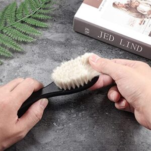 2 Pieces Barber Fade Brush Men Beard Brush Neck Duster Cleaning Brush Soft Beard Brush with Wooden Handle for Barber Hair Cutting Kits (Black)