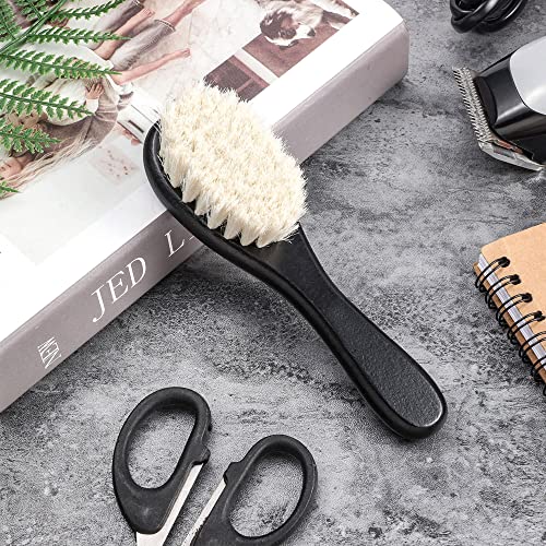 2 Pieces Barber Fade Brush Men Beard Brush Neck Duster Cleaning Brush Soft Beard Brush with Wooden Handle for Barber Hair Cutting Kits (Black)