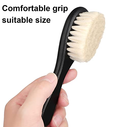 2 Pieces Barber Fade Brush Men Beard Brush Neck Duster Cleaning Brush Soft Beard Brush with Wooden Handle for Barber Hair Cutting Kits (Black)