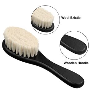 2 Pieces Barber Fade Brush Men Beard Brush Neck Duster Cleaning Brush Soft Beard Brush with Wooden Handle for Barber Hair Cutting Kits (Black)