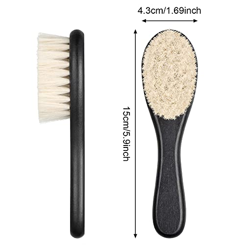 2 Pieces Barber Fade Brush Men Beard Brush Neck Duster Cleaning Brush Soft Beard Brush with Wooden Handle for Barber Hair Cutting Kits (Black)