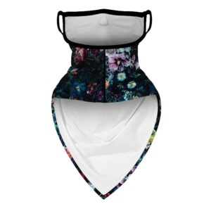 YAYOUREL Colorful Flowers Boho Floral Bandana Neck Gaiter Face Mask Covering Bandanas for Men Women Summer UV Cooling Face Scarf Mask Cover Ear Loop Hole Triangle Facemask Headwear for Fishing Running