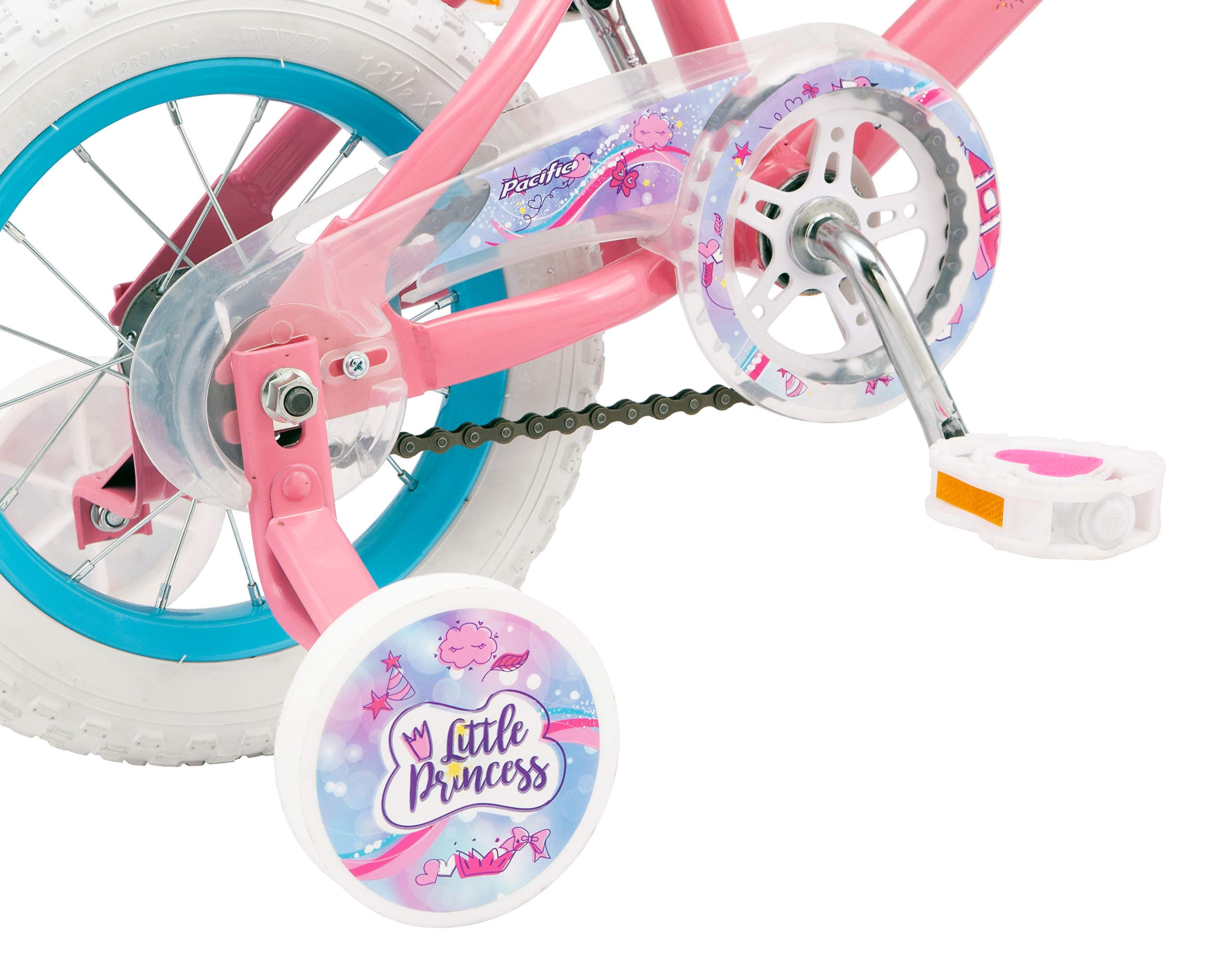 Pacific Princess Character Kids Bike, 12-Inch Wheels, Ages 3-5 Years, Coaster Brakes, Adjustable Seat, Pink, One Size