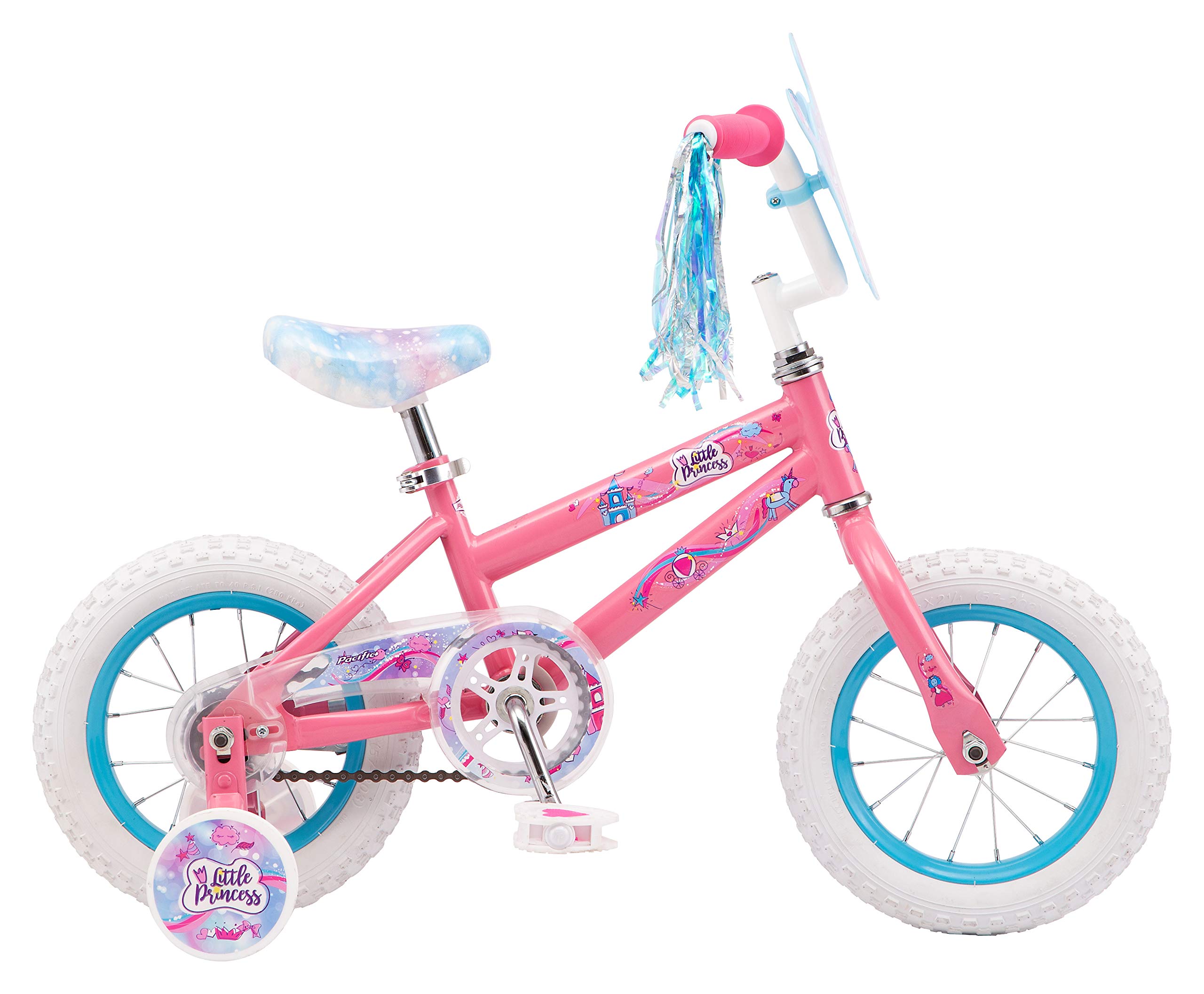 Pacific Princess Character Kids Bike, 12-Inch Wheels, Ages 3-5 Years, Coaster Brakes, Adjustable Seat, Pink, One Size