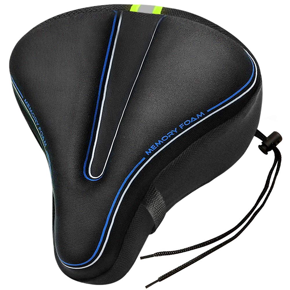 Gincleey Comfortable Bike Seat Cover with Memory Foam Wide Bicycle Saddle Cushion for Women Men Everyone, Fits Exercise, Spin, Stationary, Soft