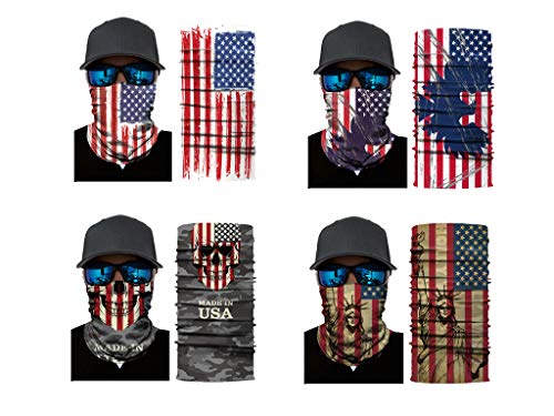 Outdoor Face Mask Scarf Bandana Multiple Functions UV Protection Wind dust Proof Headwear for Men and Women Cycling Motorcycling Hiking Skiing American Flag