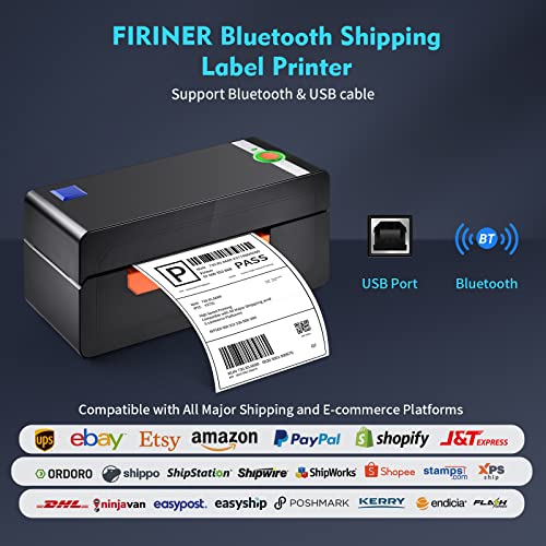 FIRINER Bluetooth Thermal Shipping Label Printer, Wireless 4x6 Label Printer for Shipping Packages, High Speed Shipping Label Printer, Compatible with Windows, Mac, Amazon, Ebay, UPS, FedEx, Shopify