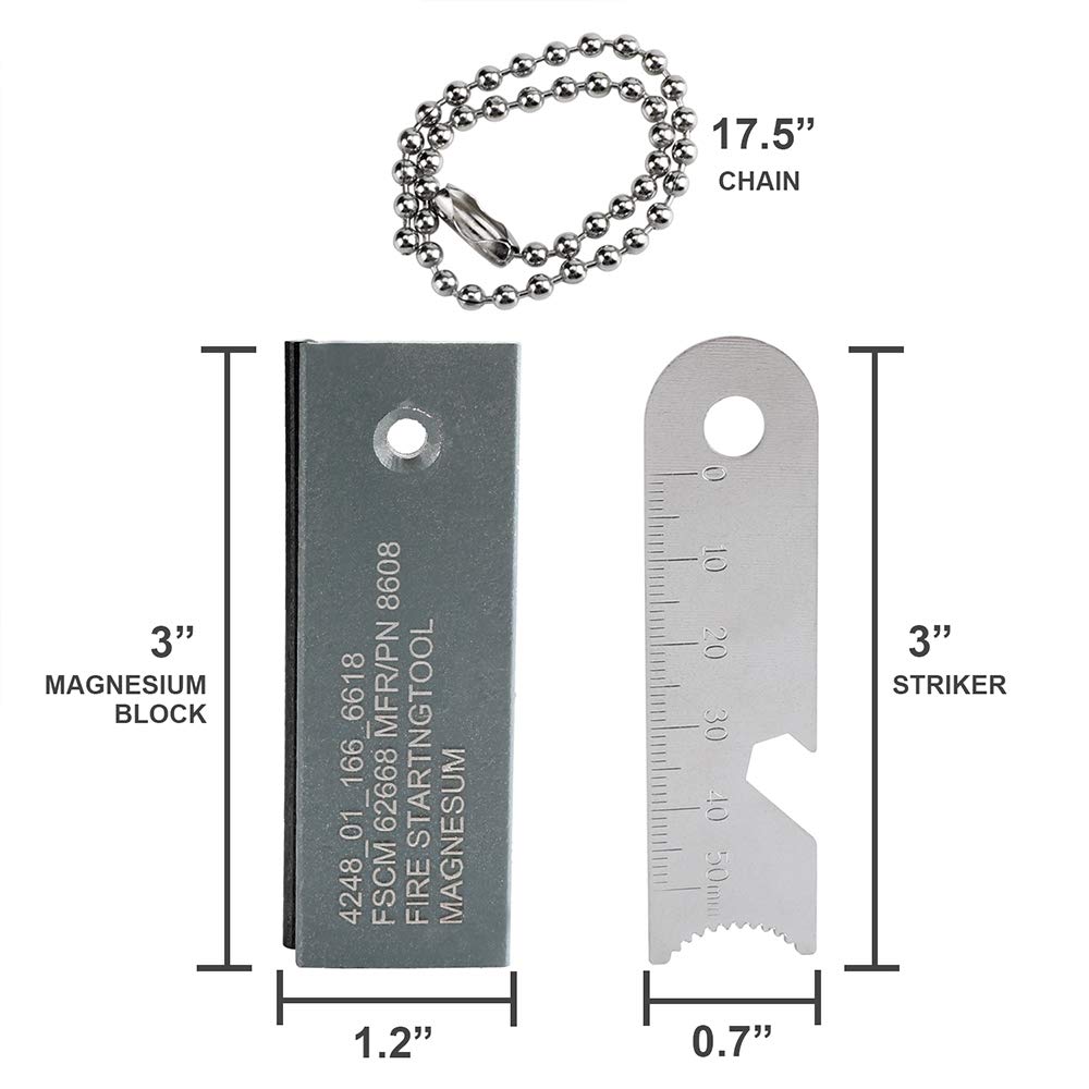 BFVV Magnesium Flint Fire Starter Survival Firesteel Blocks with Striker for Camping, Hiking and Backpacking Emergency Equipment (2 Pack)