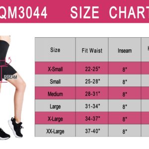 CADMUS 3 Pack High Waisted Shorts for Women 8" Workout Biker Shorts w Two Side Pockets,3044,Pack of 3,Black,Black,Black,XX-Large