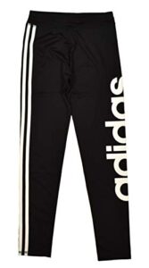 adidas kids girls' performance tight three stripe leggings - l - black/white text